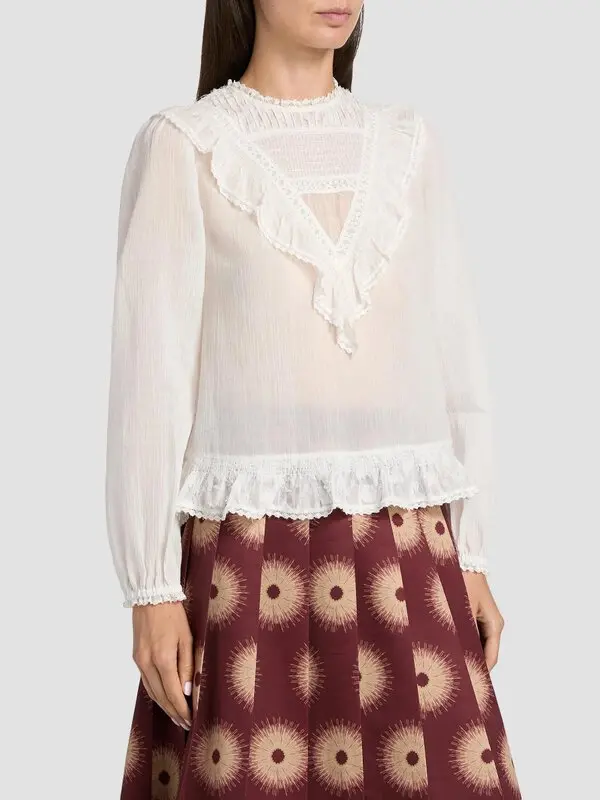 Lingua Franca Patchwork Lace Cotton Shirt
