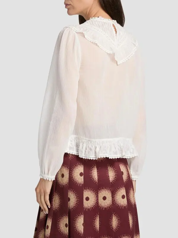Lingua Franca Patchwork Lace Cotton Shirt