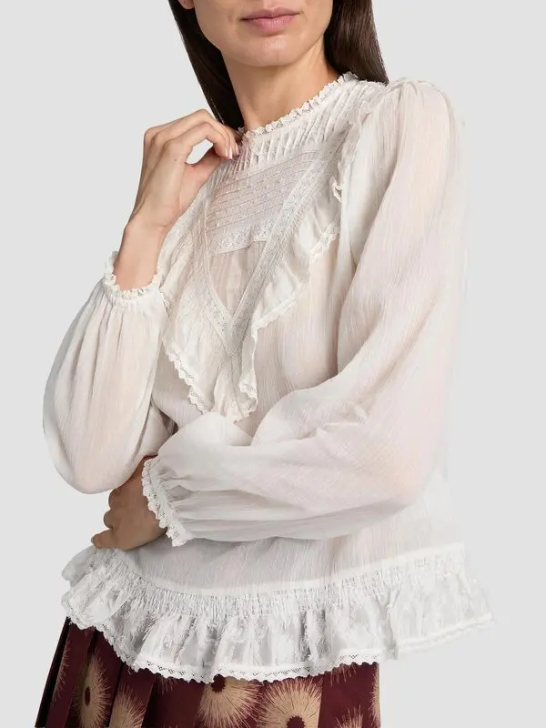 Lingua Franca Patchwork Lace Cotton Shirt