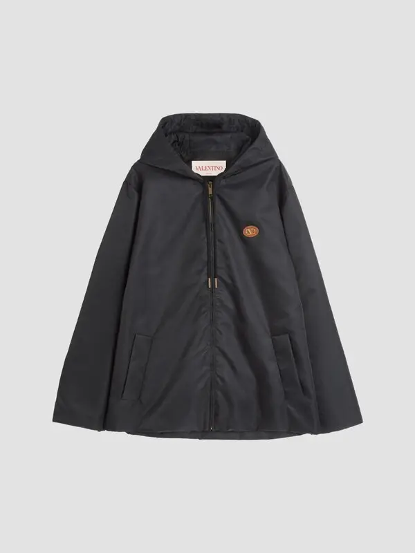 Valentino Garavani Nylon Hooded Windbreaker Jacket With Vlogo Patch
