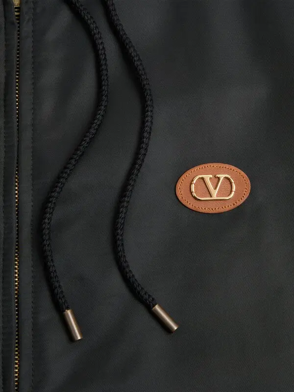 Valentino Garavani Nylon Hooded Windbreaker Jacket With Vlogo Patch
