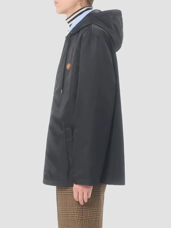 Valentino Garavani Nylon Hooded Windbreaker Jacket With Vlogo Patch