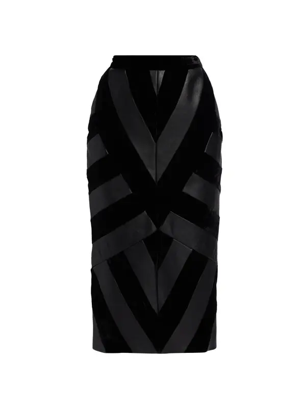 SERGIO HUDSON Leather Chevron Skirt