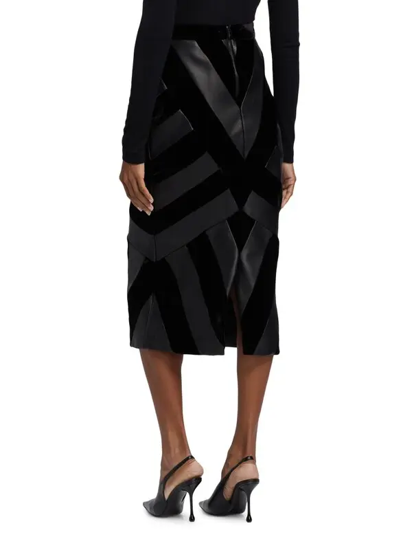 SERGIO HUDSON Leather Chevron Skirt