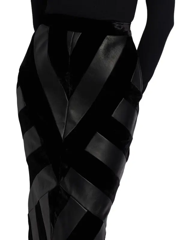 SERGIO HUDSON Leather Chevron Skirt