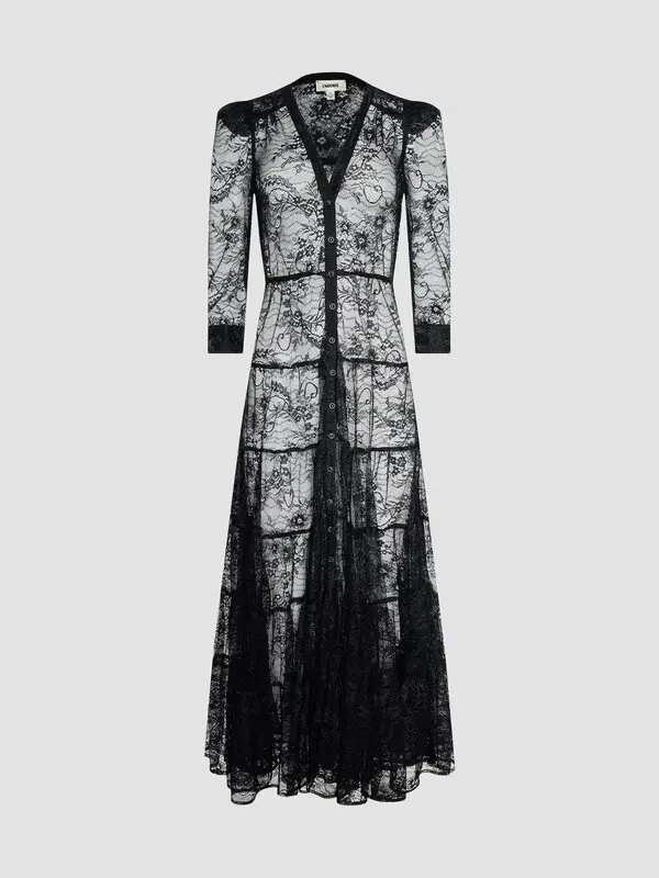 L'Agence Seraphina Sheer Lace Maxi Dress