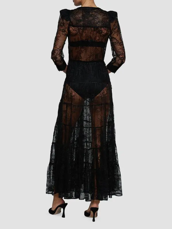 L'Agence Seraphina Sheer Lace Maxi Dress