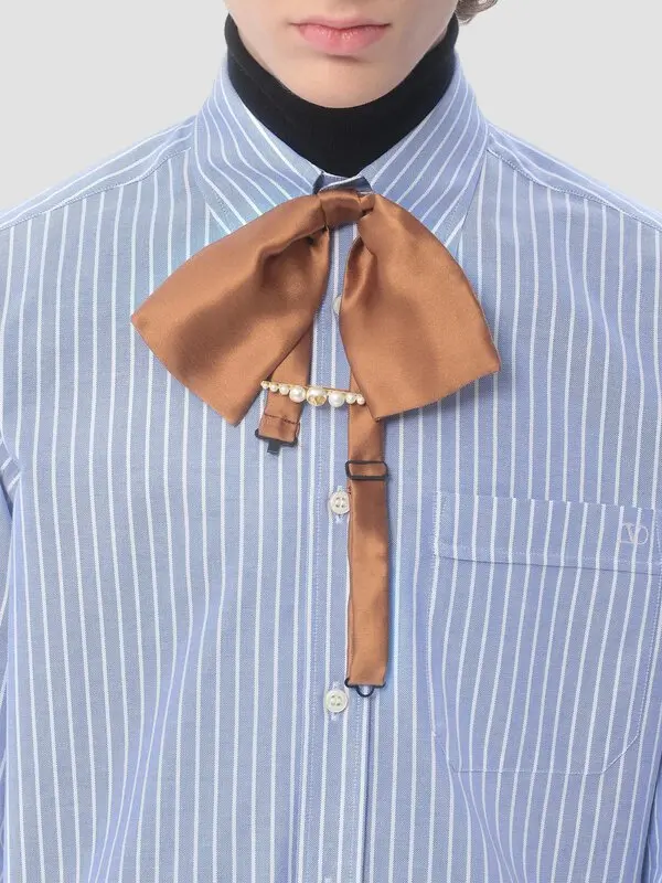 Valentino Garavani Vlogo Embroidered Cotton Shirt - White Azure