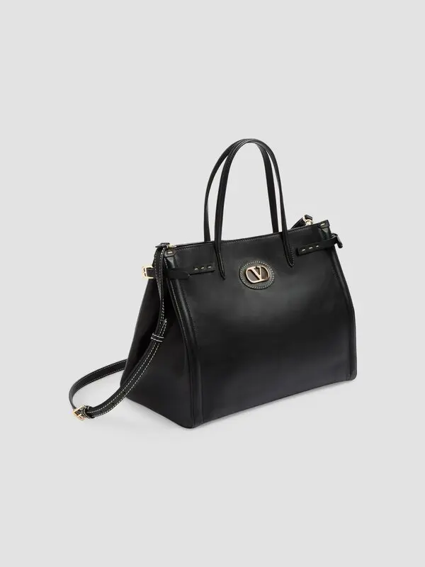 Valentino Garavani Antibes Medium Calfskin Shopping Bag - Black