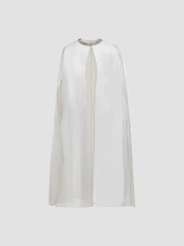 CAROLYN ROWAN ACCESSORIES Embellished-trim Silk Cape - Silver