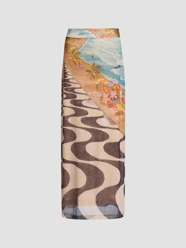 Farm Rio Copacabana Beach Printed Maxi Skirt