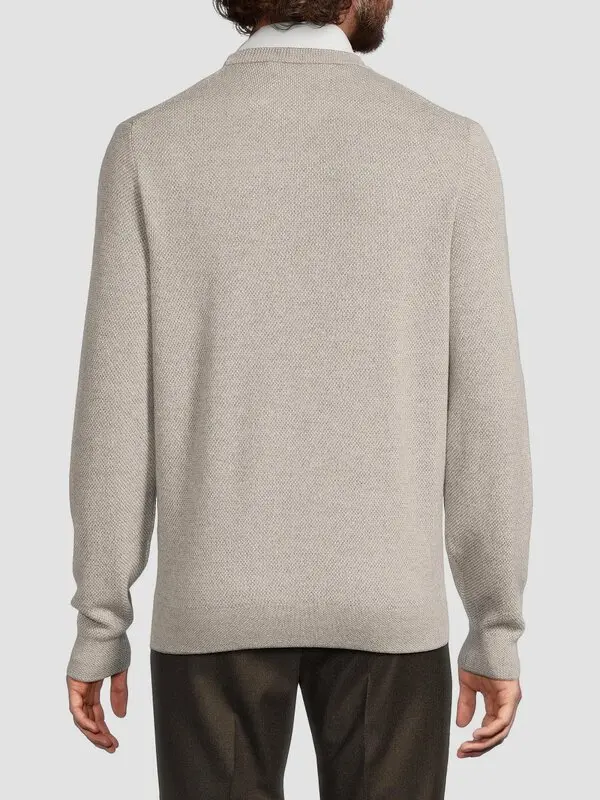 Corneliani Two-tone Wool-cashmere Sweater