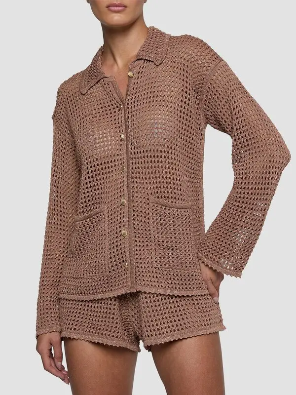 L'Agence Mariana Pointelle Button-front Shirt