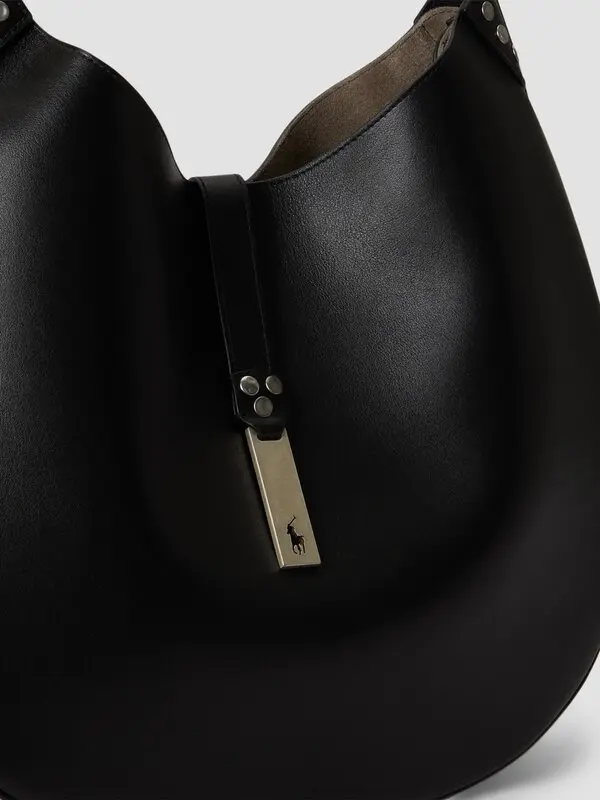 Polo Ralph Lauren Polo Id Studded Leather Shoulder Bag - Black