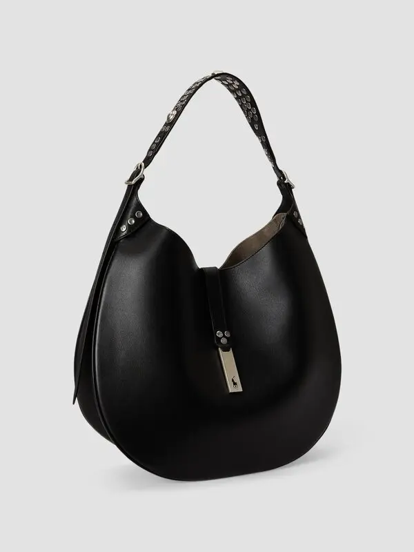 Polo Ralph Lauren Polo Id Studded Leather Shoulder Bag - Black