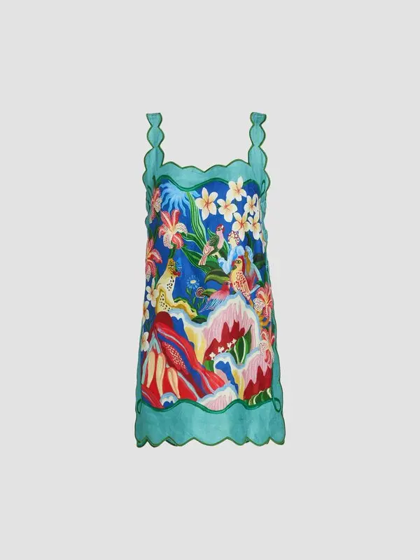 Farm Rio Printed Scalloped Minidress