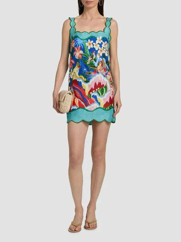 Farm Rio Printed Scalloped Minidress