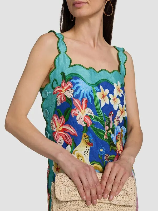 Farm Rio Printed Scalloped Minidress