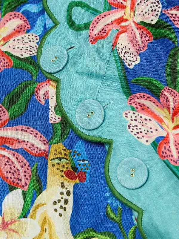 Farm Rio Printed Scalloped Minidress