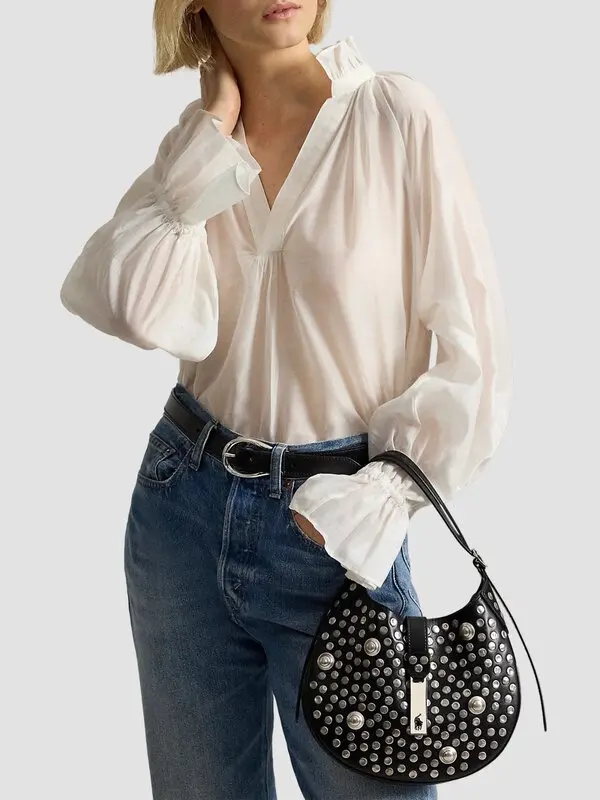 Polo Ralph Lauren Polo Id Stud Small Leather Shoulder Bag