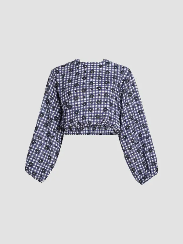 Eywasouls Malibu Isla Floral/gingham Cotton Crop Top