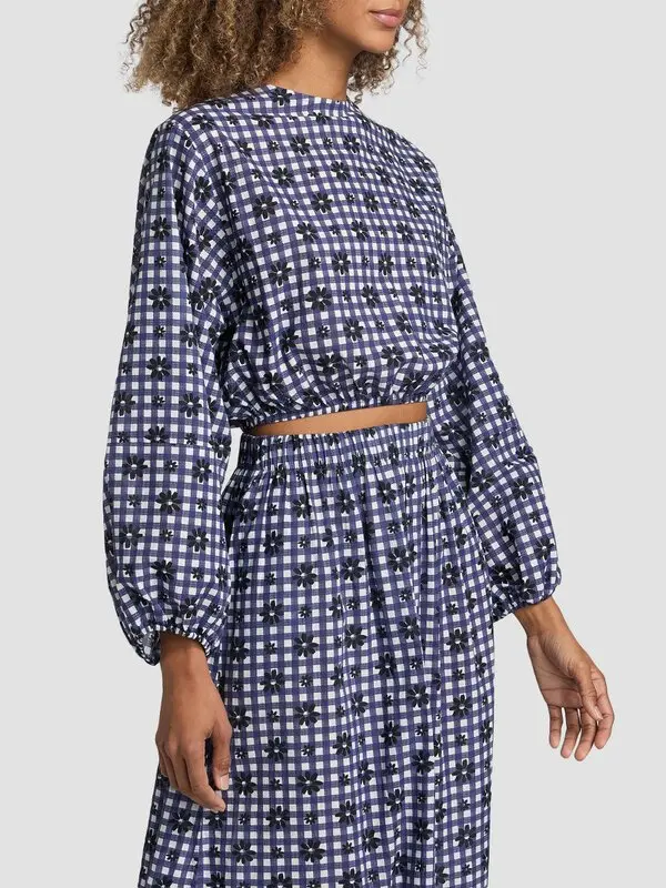 Eywasouls Malibu Isla Floral/gingham Cotton Crop Top