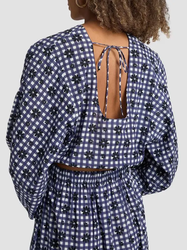 Eywasouls Malibu Isla Floral/gingham Cotton Crop Top