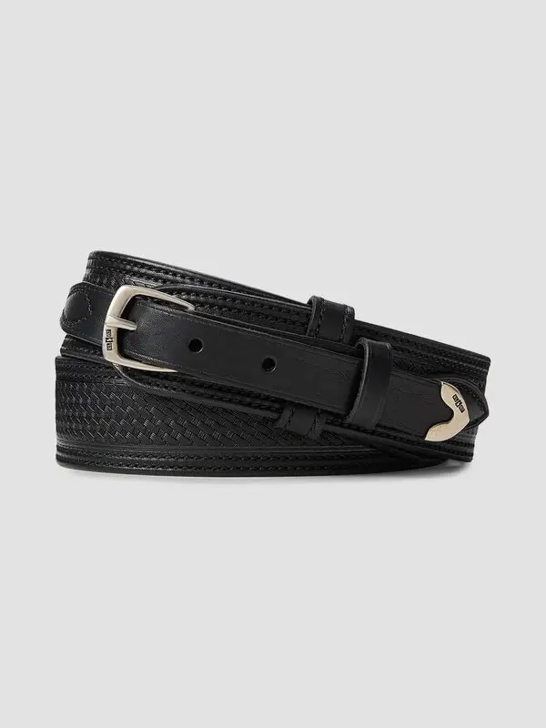 Polo Ralph Lauren Western Woven Leather Belt - Black