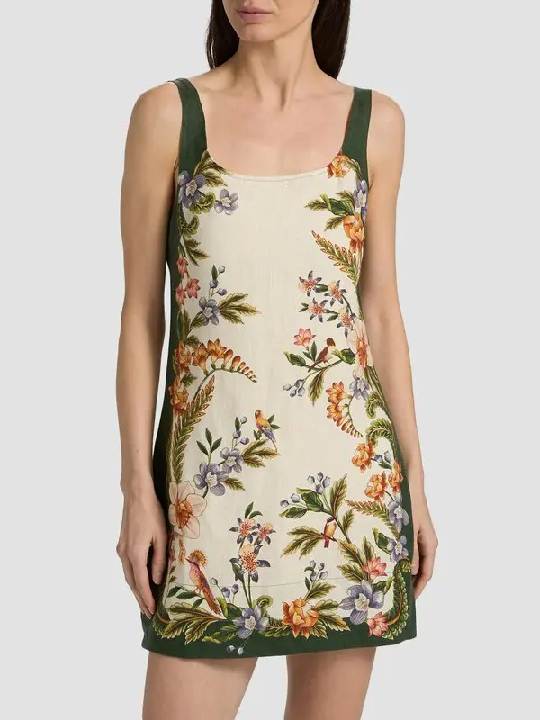 Farm Rio Nature Floral Linen Minidress