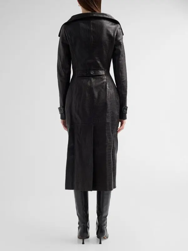 SERGIO HUDSON Croc-embossed Leather Trench Coat