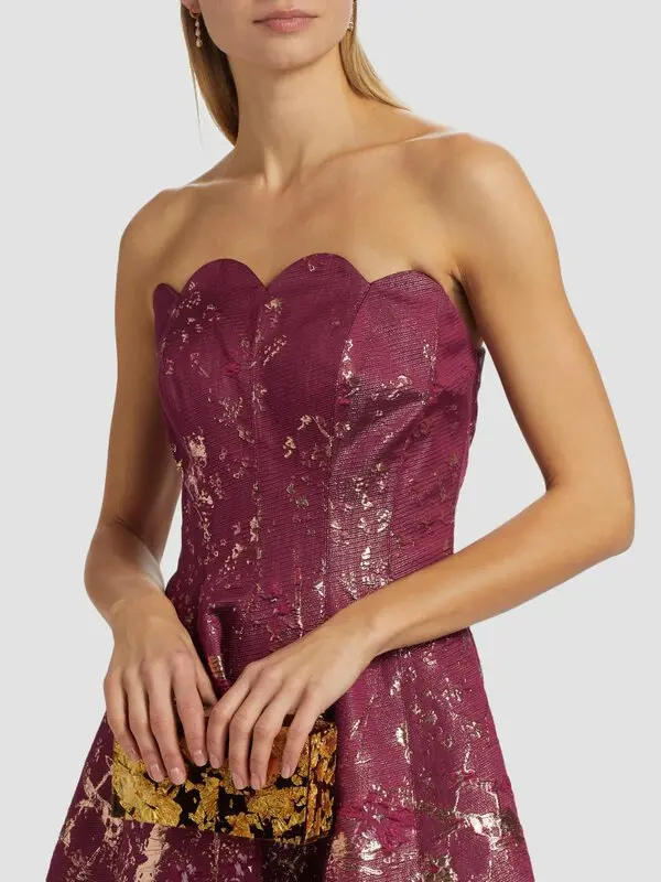 Rene Ruiz Collection Scalloped Brocade Strapless Cocktail Dress