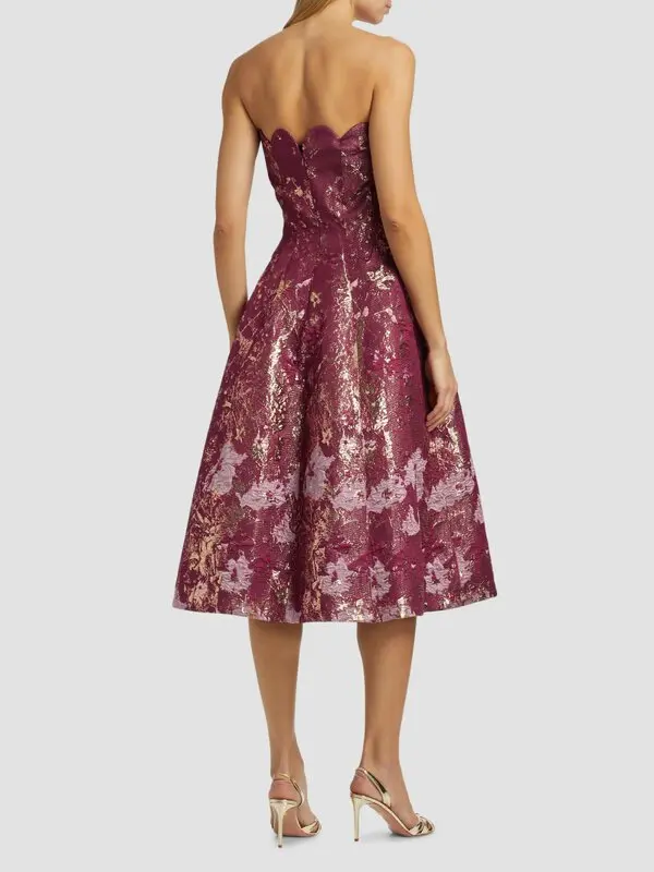 Rene Ruiz Collection Scalloped Brocade Strapless Cocktail Dress