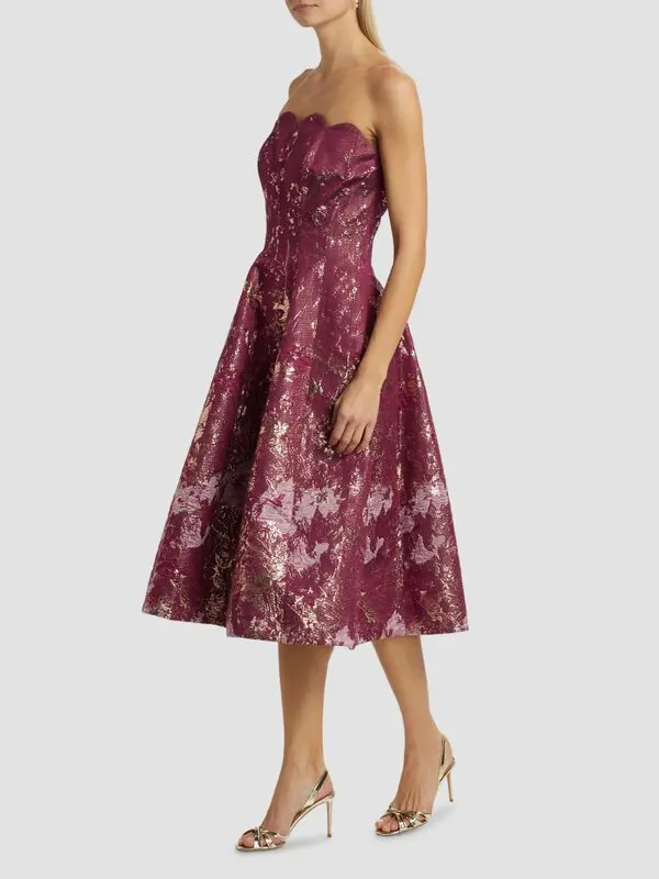 Rene Ruiz Collection Scalloped Brocade Strapless Cocktail Dress