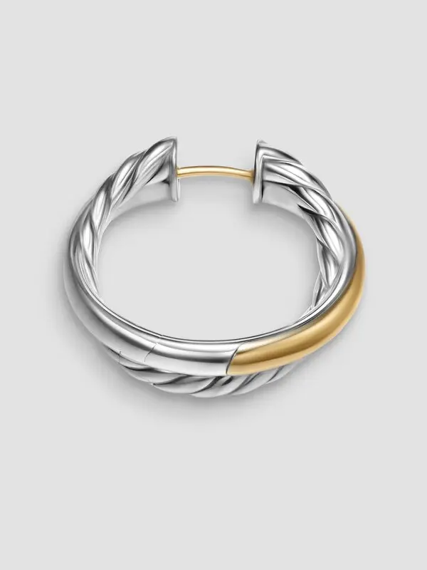 David Yurman Crossover Hoop Earrings In Sterling With 14k Yellow Gold 22.3mm - Silver