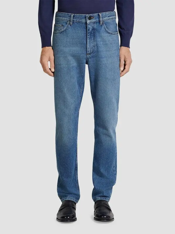 Zegna Stone-washed Cotton Roccia Jeans - Blue