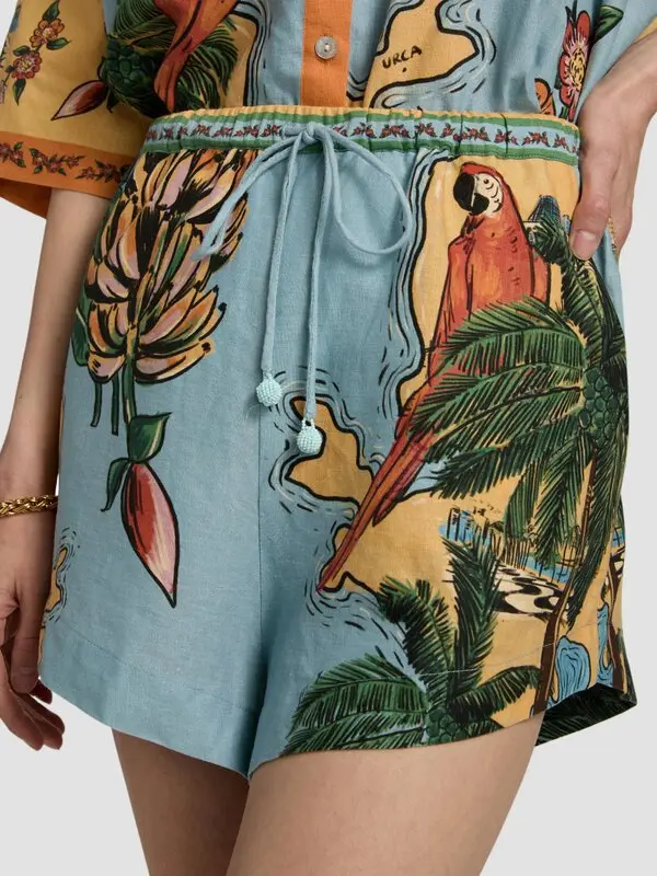 Farm Rio Ligia Floral Linen-blend Shorts