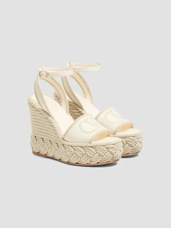 Valentino Garavani Vlogo Torchon Wedge Sandals In Nappa 130mm