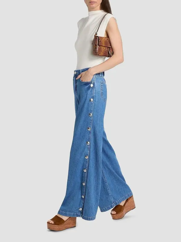 L'Agence Jennings Side-snap High-rise Wide-leg Jeans