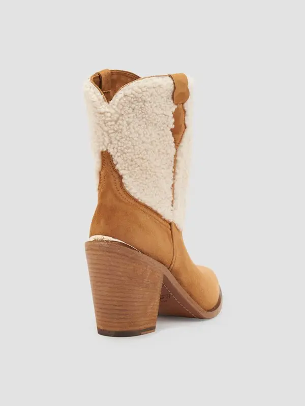 Partlow Donna 90mm Shearling & Suede Ankle Boots