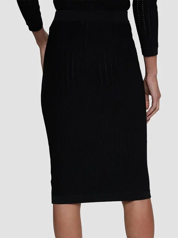 L'Agence Melania Pointelle-knit Midi Skirt