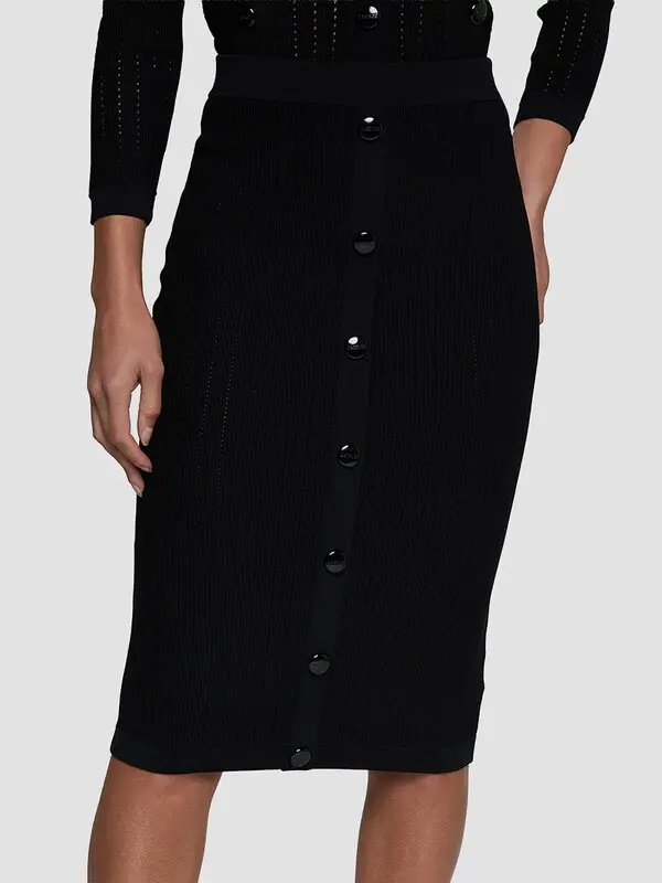 L'Agence Melania Pointelle-knit Midi Skirt