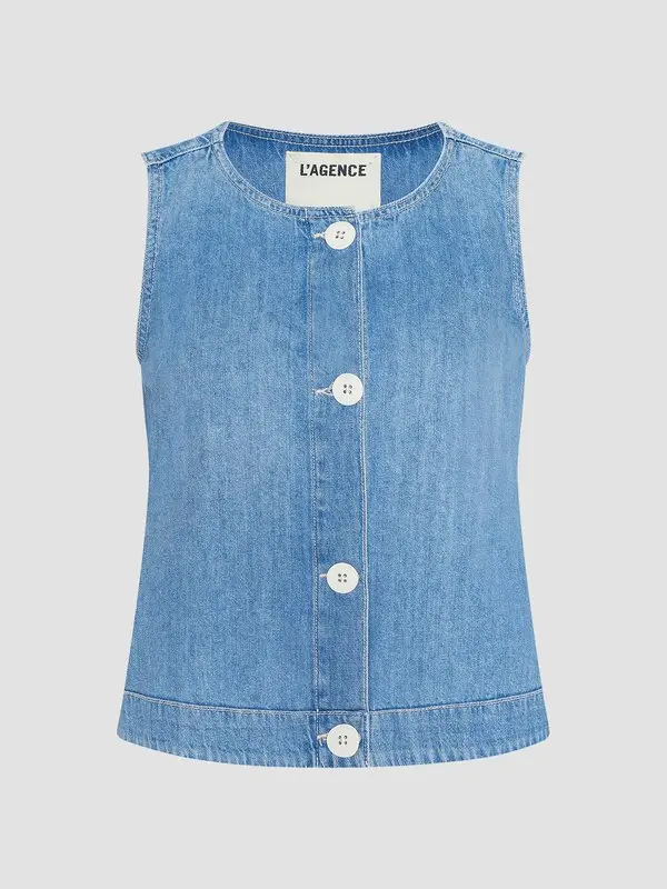 L'Agence Foster Denim Sleeveless Top