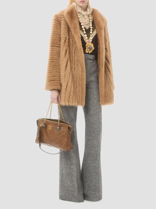 Valentino Garavani Natté Buttoned Weave Pants - Grey