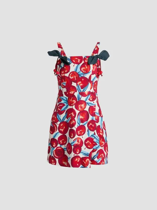 Farm Rio Cherry Blossom Linen A-line Minidress