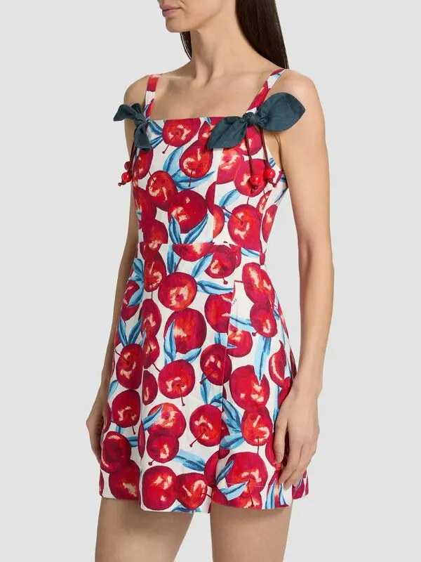 Farm Rio Cherry Blossom Linen A-line Minidress