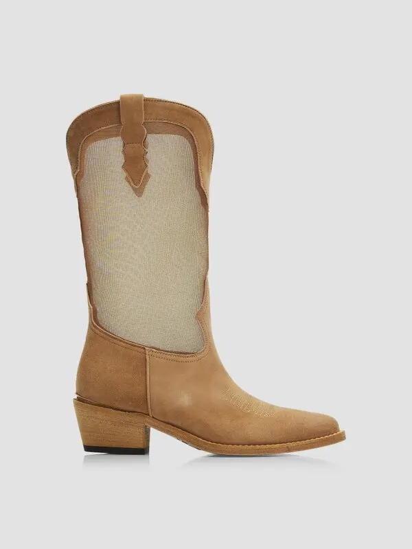 Partlow Gemma 55mm Suede & Mesh Cowboy Boots