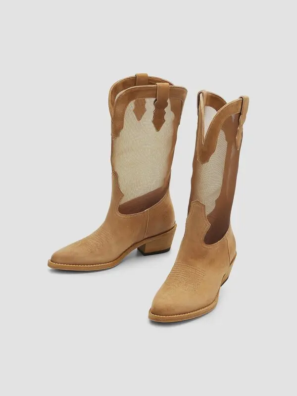 Partlow Gemma 55mm Suede & Mesh Cowboy Boots
