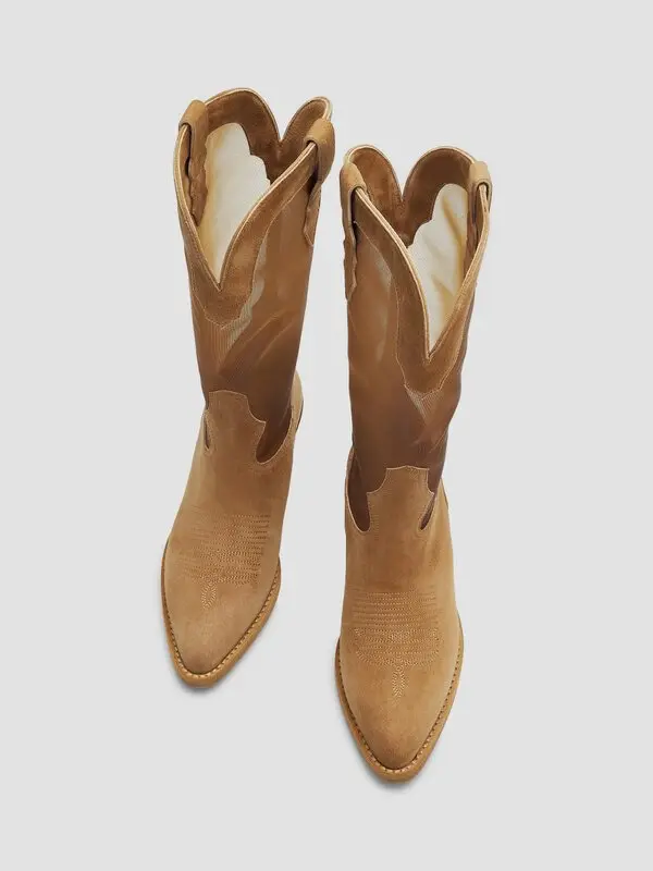 Partlow Gemma 55mm Suede & Mesh Cowboy Boots