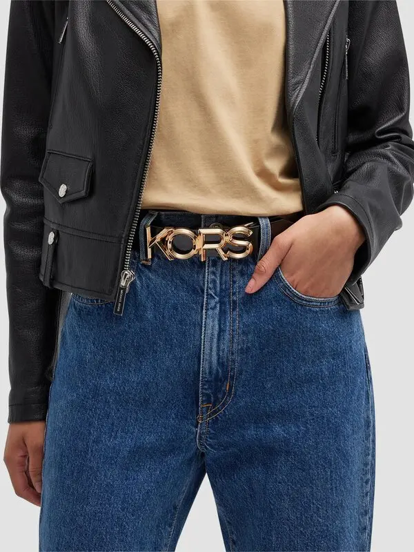 Michael Kors Kors Logo Buckle Patent Leather Belt