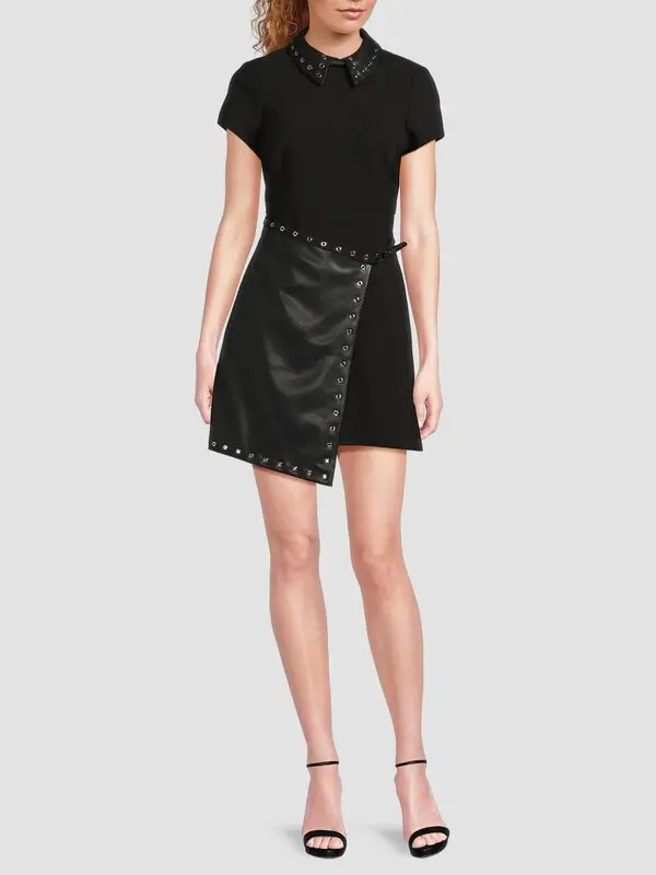 Likely Elia Grommet-detail Mixed-media Minidress